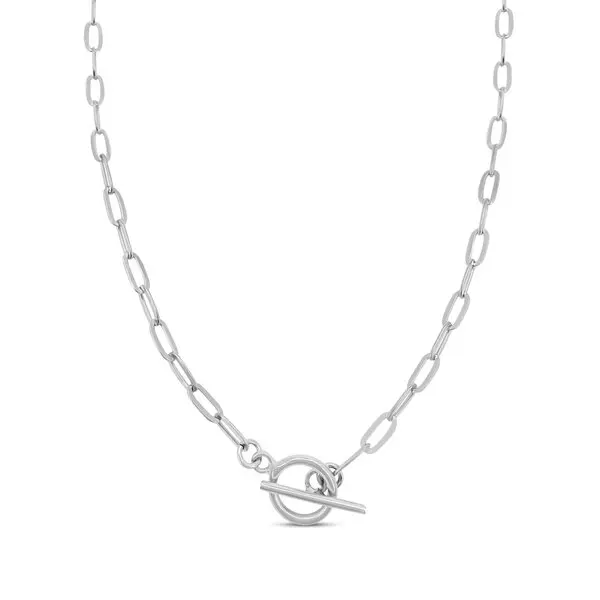 CLEMENCE WREN Toggle T-bar Paperclip Chain Necklace - Silver