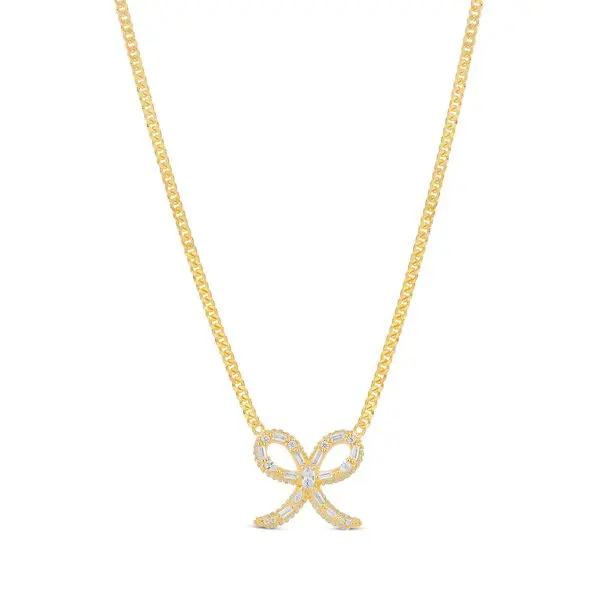 SHYMI Pave Ribbon Curb Chain Necklace - Gold