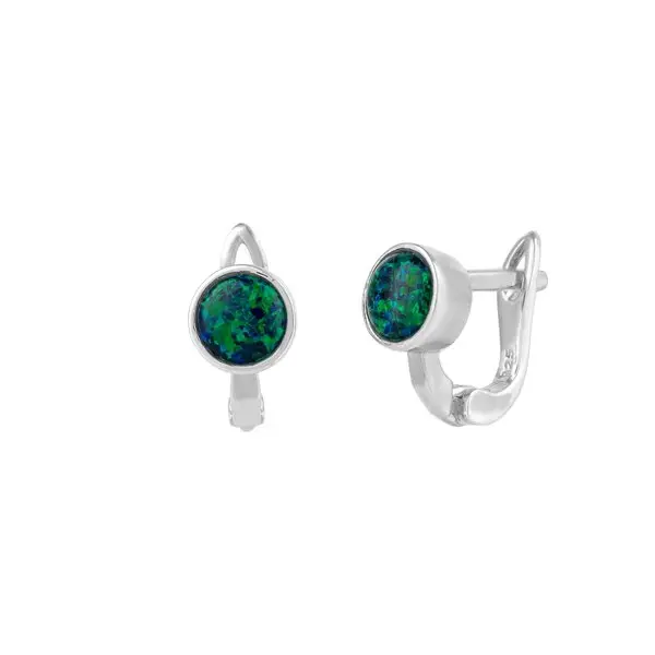 SPERO LONDON Sterling Silver Round Opal Stud Earrings - Green