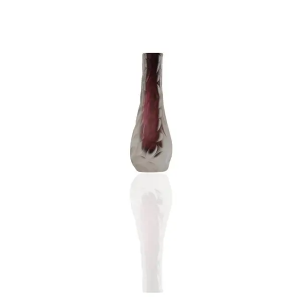MARLETH Murano Colored Glass Vase With Satin Leaf Pattern – Deep Rose Core - Pink
