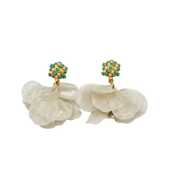 THE PINK REEF Floral Dangle Earrings - Yellow
