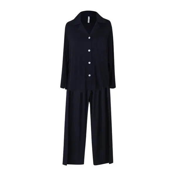 LUNALUZ Amanda Stretch Long-sleeve Pajama Set - Blue