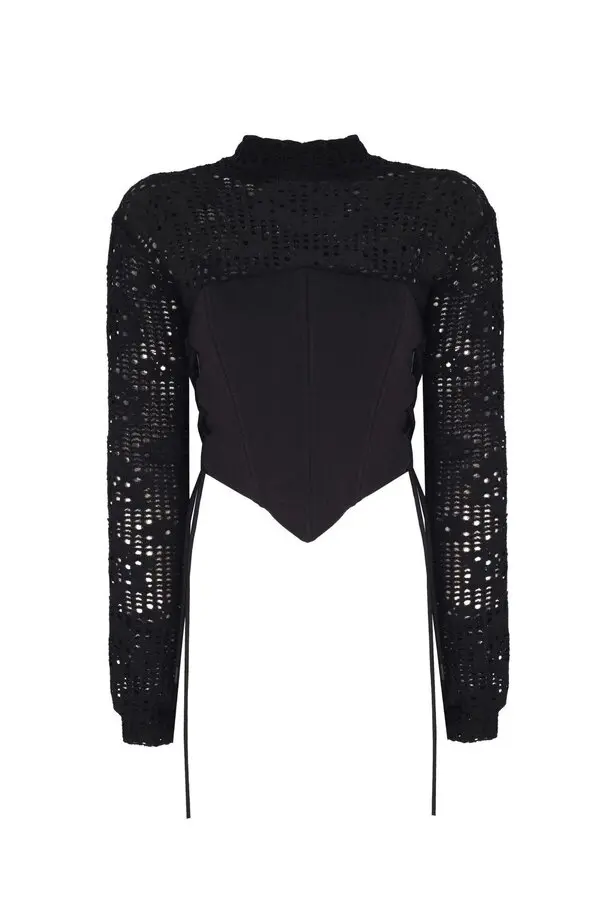 NO'DESIGN Corset Detail Sweatshirt With Side Lace-up