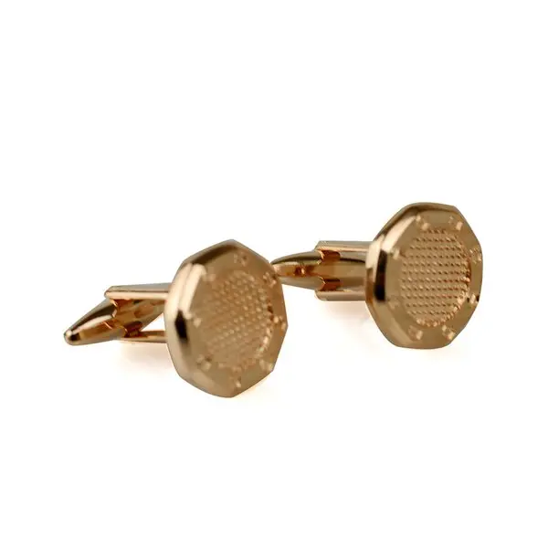 DAVID WEJ Octagon Patterned Metal Cufflinks - Rose Gold