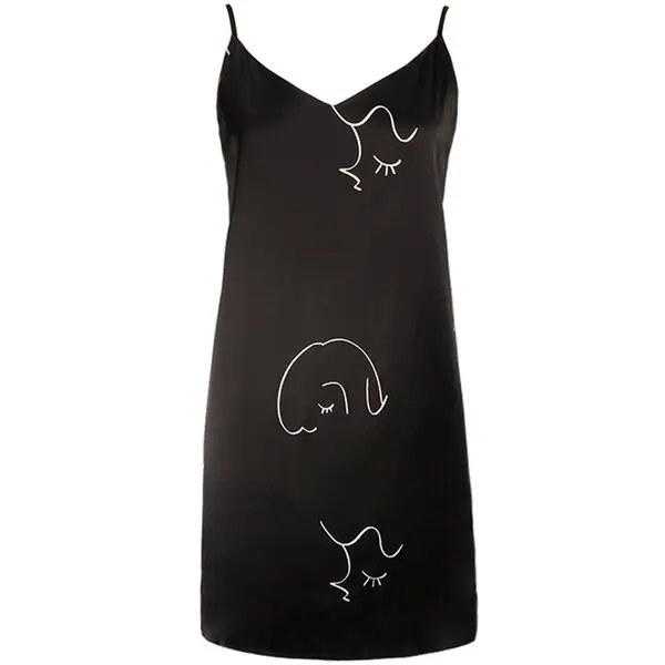 Not Just Pajama The Dream Art Printed Silk Dress - Black