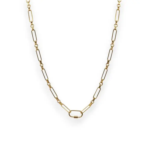 ALEXIE OF ATHENS Flat Link Charm Chain Necklace - Gold