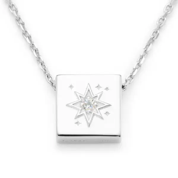 KOUREE Sterling White Topaz Charm Necklace - Silver