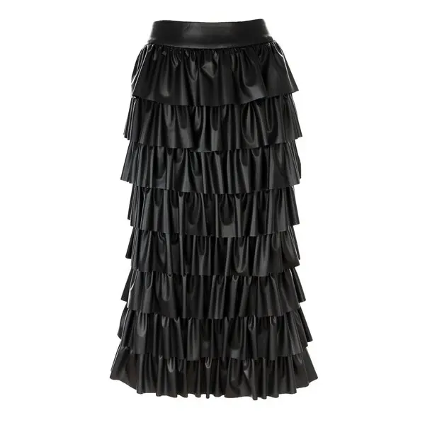 SILVIA SERBAN Eco-leather Ruffle Skirt