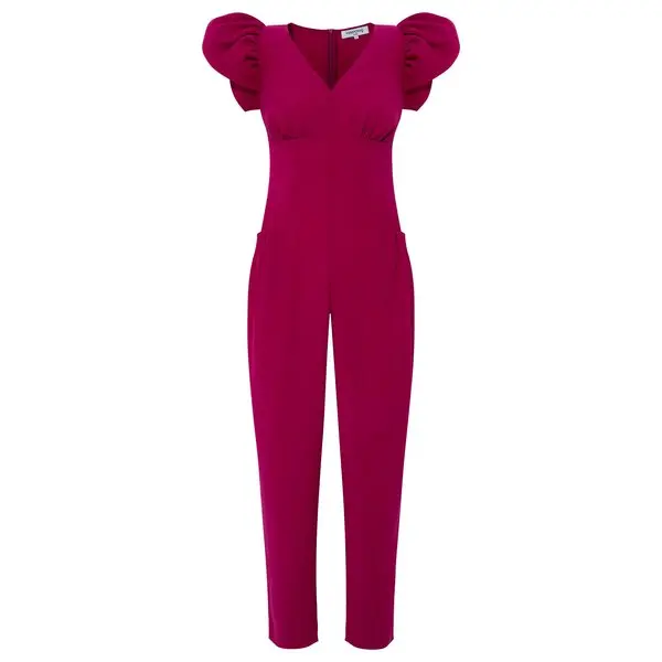FEMPONIQ Puff Sleeved Crepe Jumpsuit - Pink
