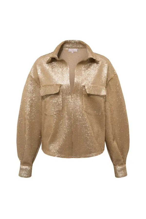 LUNA B Sequin Shirt With Belt Detail