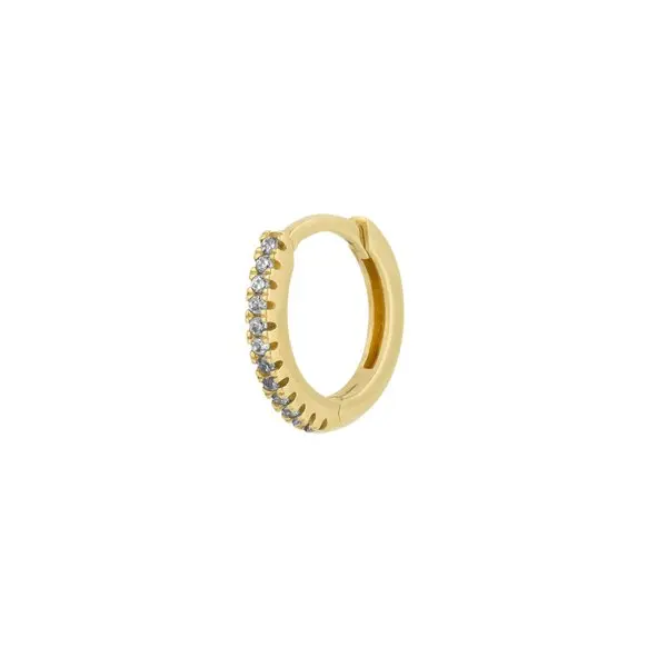 SPERO LONDON Fine Classic Pave Hoop Single Earring 14ct Solid - Gold