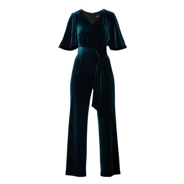 RUMOUR LONDON Layla Velvet Jumpsuit - Green