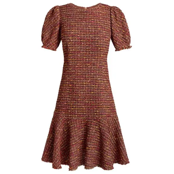 Santorelli Dasia Sheath Tweed Dress With Puff Sleeves