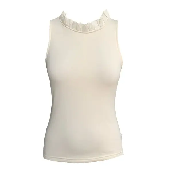 FROCK TALES Sleeveless Top With Ruffle Trim - White
