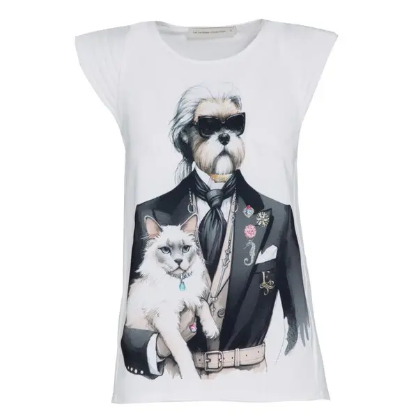 THE EXTREME COLLECTION Printed T-shirt With Padded Shoulders - White