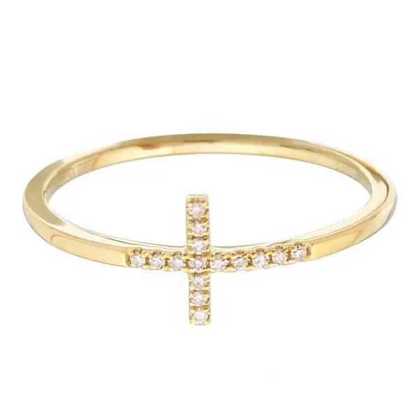 KAMARIA Cross Ring With Diamonds - Gold