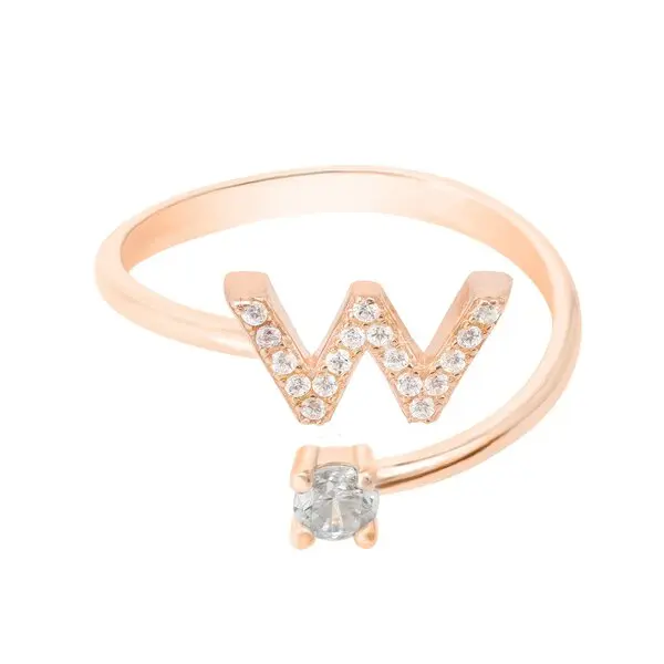 LATELITA Rose Gold Initial Ring With Zirconia - White/rose Gold