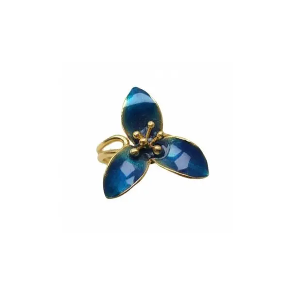 SILVER & ELEGANT Blossom Enamel Adjustable Ring - Gold