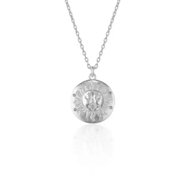 SPERO LONDON Sun Embossed Silhouette Medal Sterling Silver Necklace - Gold
