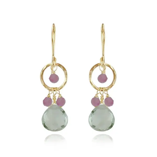MOUNIR LONDON Amethyst Hoop Drop Earrings - Green