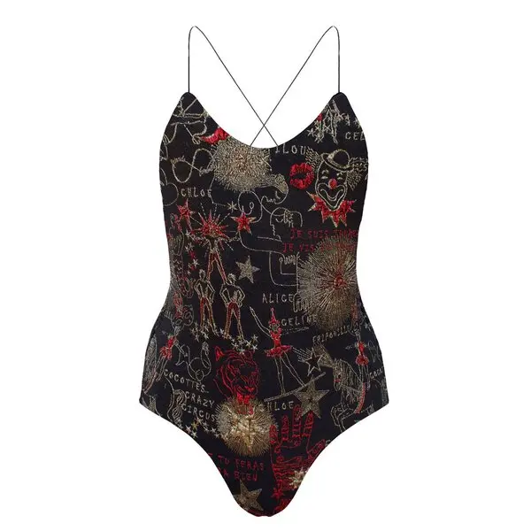 GEEGEE COLLECTION Circus Print Swimsuit - Black