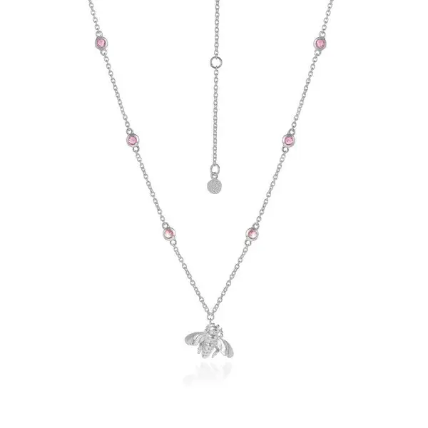 MOON LONDON Bee Pink Tourmaline Pendant Necklace - Silver