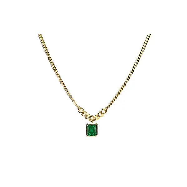 RETRO CHIC Gold Plated Chain Necklace - Gold/green