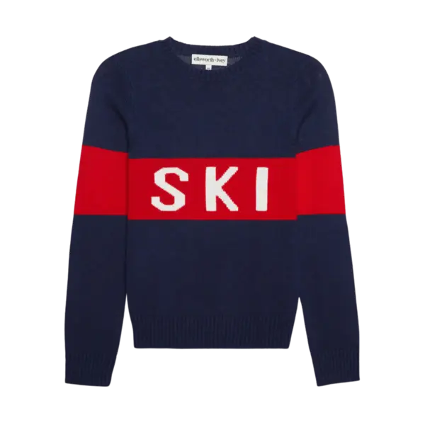 ELLSWORTH + IVEY Block Ski Crewneck Sweater - Blue