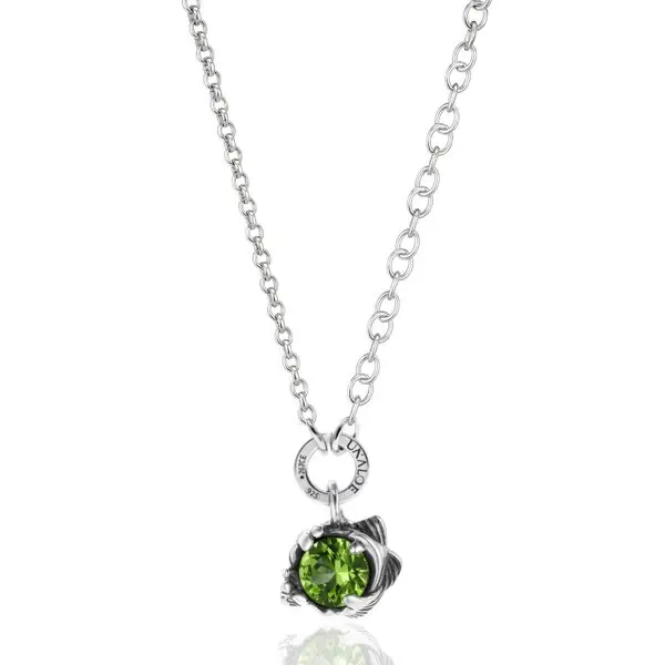 UNALOE Coleus Circulus Pea Zirconia Pendant Necklace - Silver/green