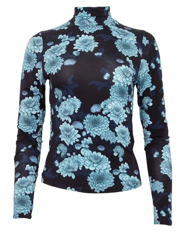 LORDS OF HARLECH Floral Print Turtleneck - Blue