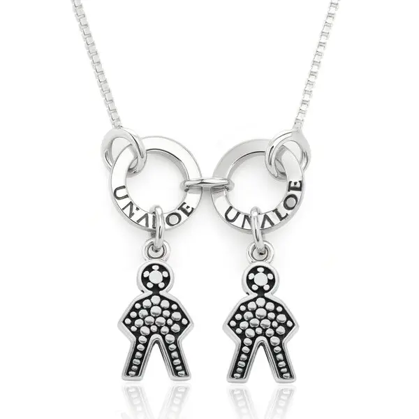UNALOE Sterling Necklace With Child Silhouette Pendants - Silver