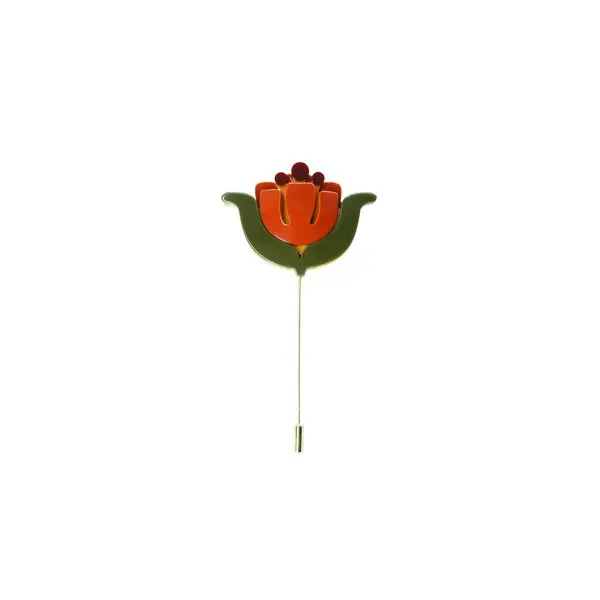 GISSA BICALHO Stem Pequi Flower Brooch - Yellow