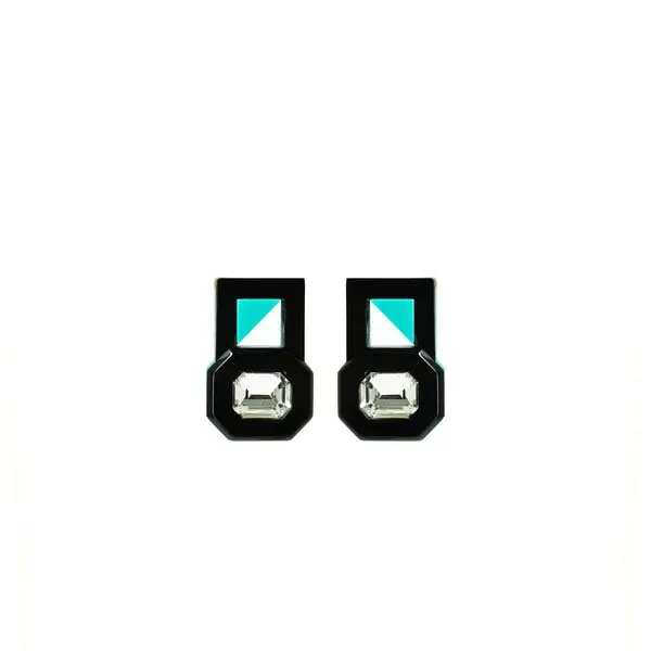 GISSA BICALHO Handmade Octagonal Earrings - Blue