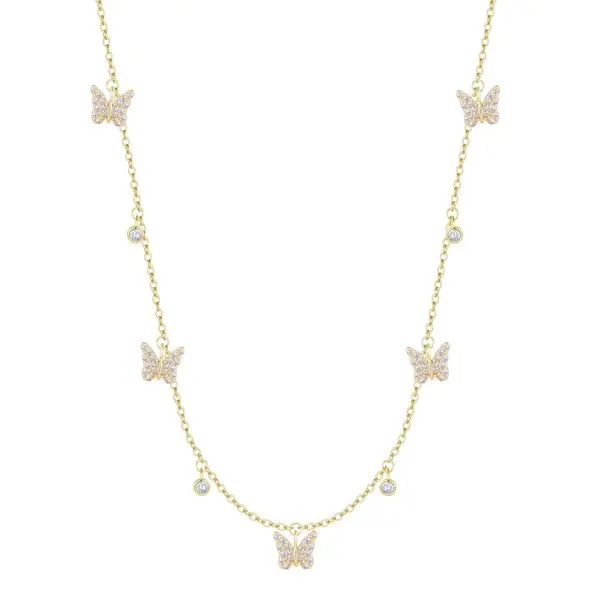 KAMARIA Butterfly Charm Choker Necklace - Gold