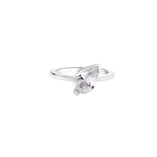 ONEWILDONE Tilted Pear Pinky Ring - Silver