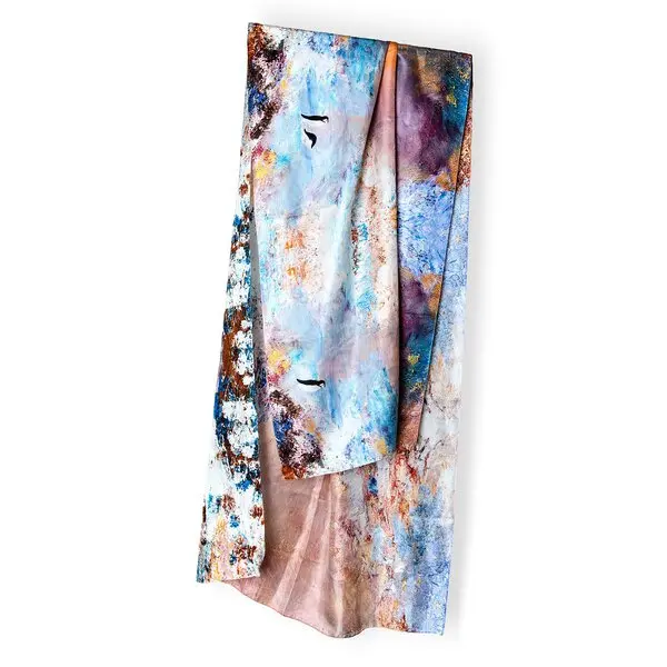 JOSIE'S EDITIONS Neutrals / Polar Between North & South Silk Twill Scarf - Pink