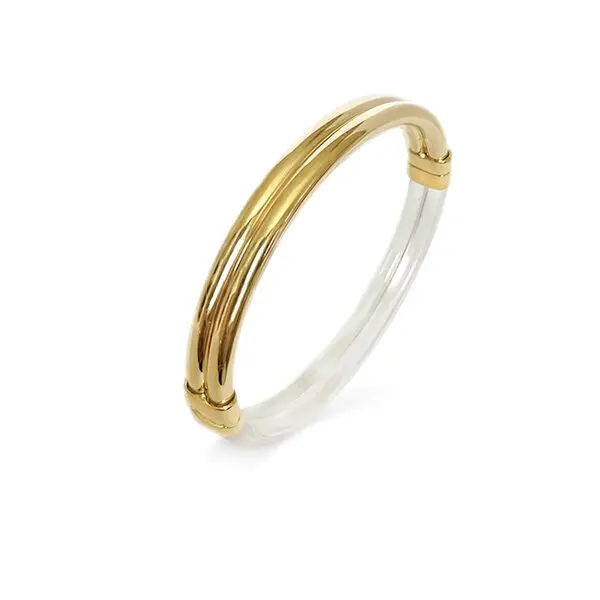 GOLD & HONEY Ridge Lucite Hinge Bangle - Gold
