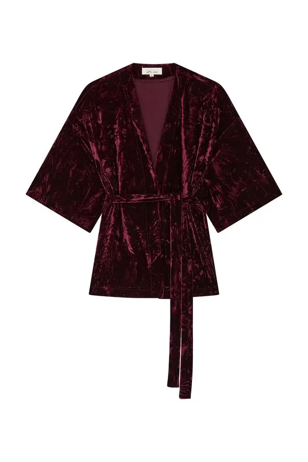 LITTLE LIES Velvet Kimono - Red