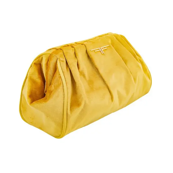 FIOLAS Liv Clutch In Yellow Silk Velvet