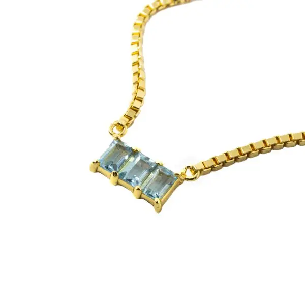 NASI SILVER Kadima Baguette Topaz Necklace - Blue