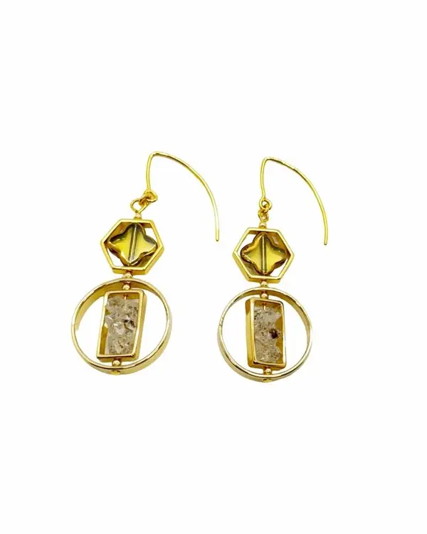 ARACHELI STUDIO Herkimer Crystal Dangle Earrings - Gold/yellow