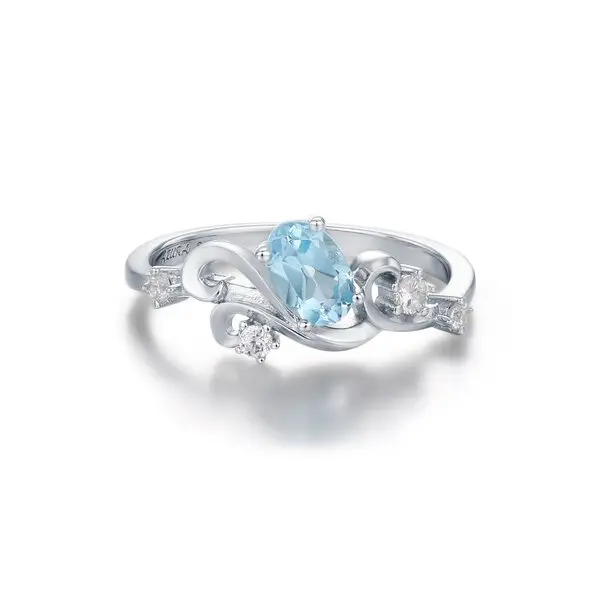 AZURA JEWELRY NEW YORK Topaz Ring In White Gold Vermeil - Silver