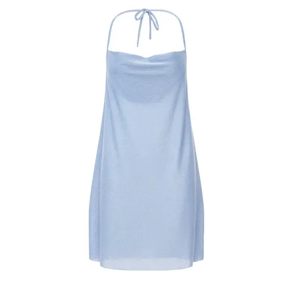SEROTONINN Serotonin Halterneck Mini Dress With Draped Neckline And Open Back