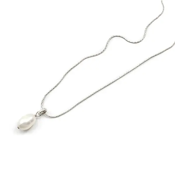BIKO Freshwater Pearl Pendant Necklace - Silver