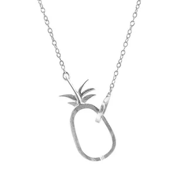 ANCHOR & CREW Tropical Pineapple Link Paradise Necklace Pendant - Silver