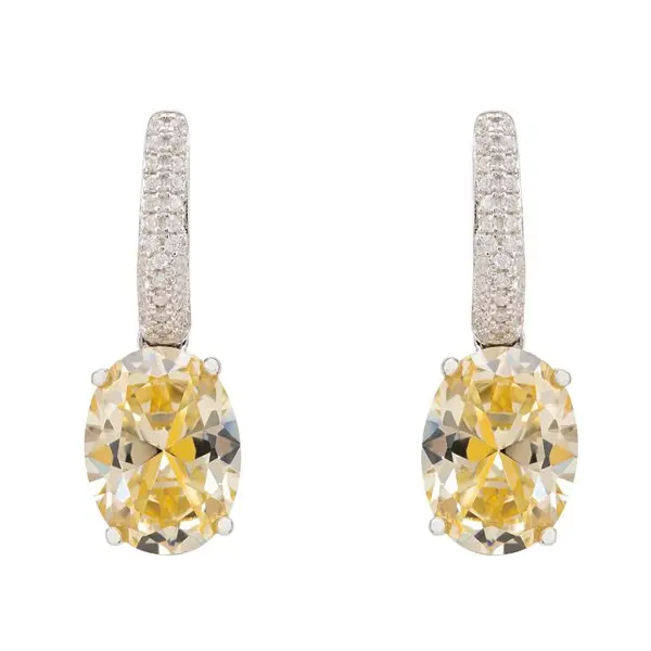LATELITA Alexandra Oval Drop Earrings - Silver/yellow