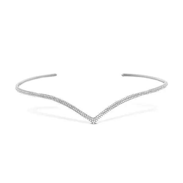 SALLY SKOUFIS Cz Diamond Stimulant Sterling Silver Headpiece - Silver/white