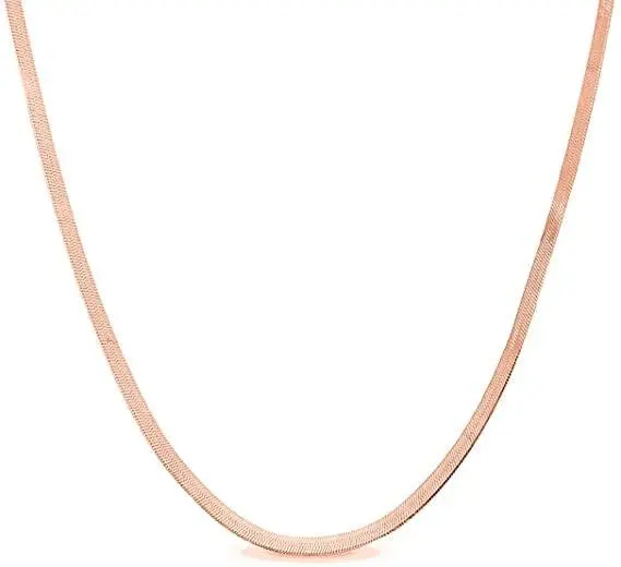SPERO LONDON Large Herringbone Flat Snake Chain - Rose Gold