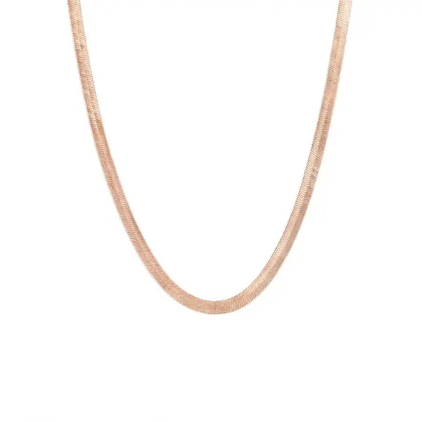 SPERO LONDON Large Herringbone Flat Snake Chain - Rose Gold