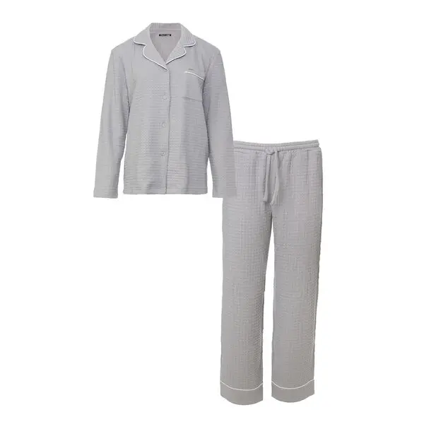 PRETTY YOU Luxury Suite Waffle Pyjama Set - Grey